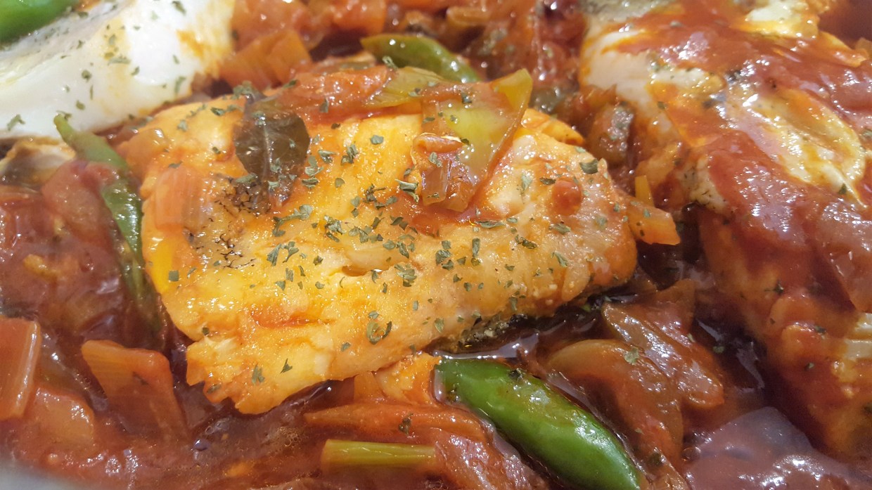 Spicy Smoked Cod in Rich Tomato & Mixed Grilled Pepper Sauce – Brinda ...